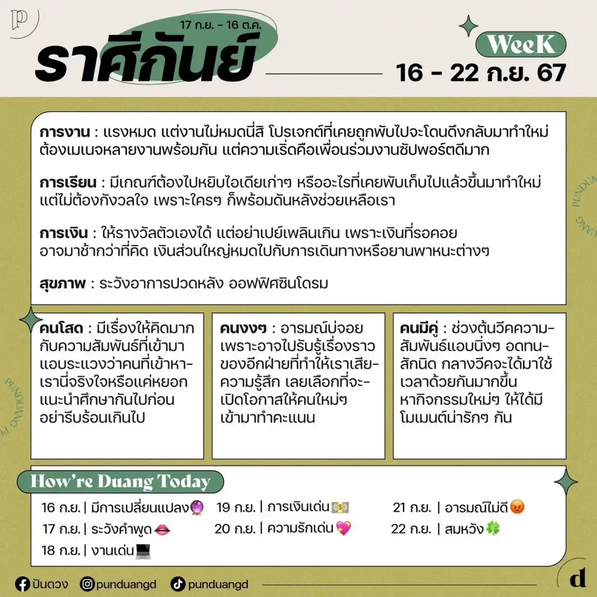 ดวงราศีประจำวีค 16-22 กันยายน 2567 มาแล้วจ้า | ปันโปร - Punpromotion
